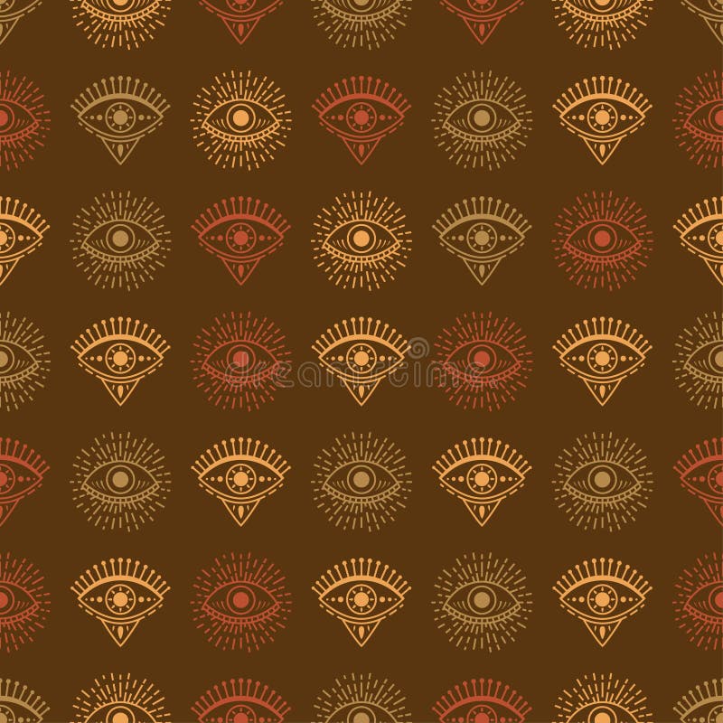 Seamless Pattern with Hand Drawn Eye, Vector Stock Vector ...