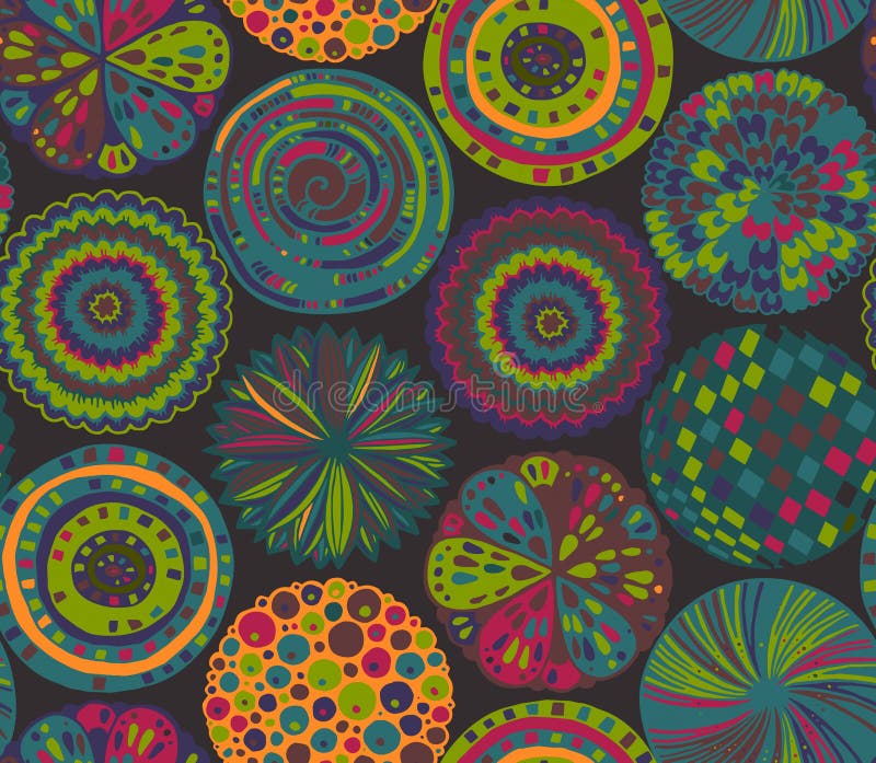 Seamless Pattern with Hand Drawn Fancy Circle. Stock Vector ...