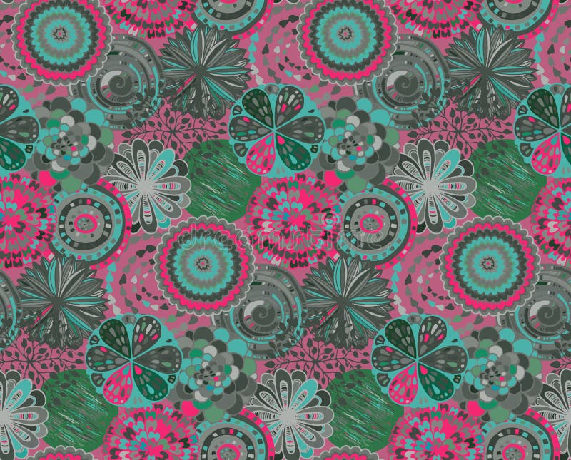 Seamless Pattern with Hand Drawn Fancy Circle. Stock Vector ...