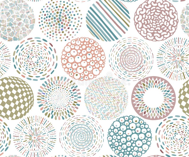 Seamless Pattern with Hand Drawn Fancy Circle. Stock Vector ...