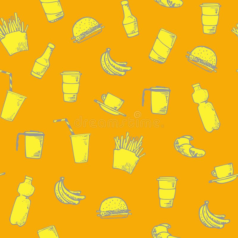 Pattern Burger Yellow Background-line Vector Stock Vector ...