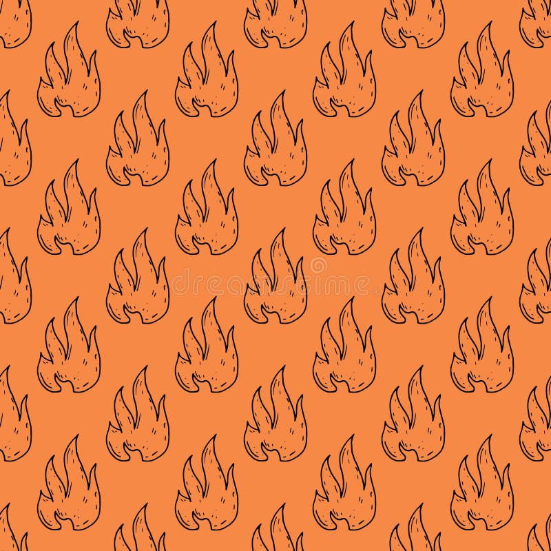 Seamless Pattern Hand Drawn Fire Doodle. Sketch Style Icon. Decoration ...