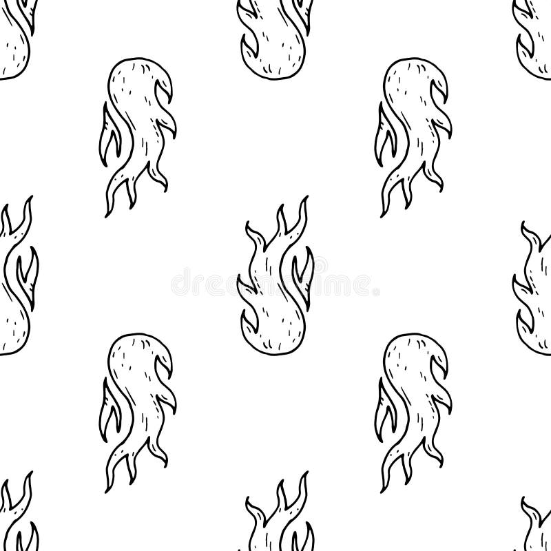 Seamless Pattern Hand Drawn Fire Doodle. Sketch Style Icon. Decoration ...