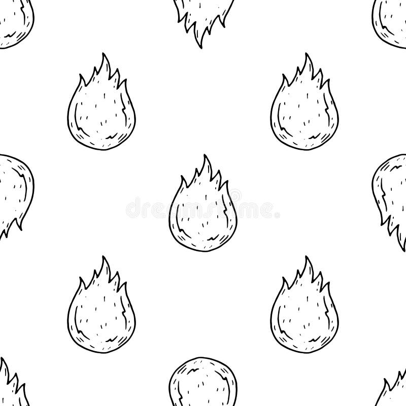 Seamless Pattern Hand Drawn Fire Doodle. Sketch Style Icon. Decoration ...