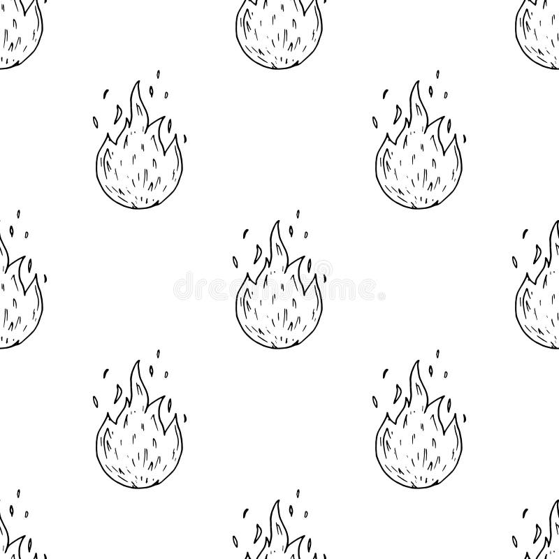 Seamless Pattern Hand Drawn Fire Doodle. Sketch Style Icon. Decoration ...