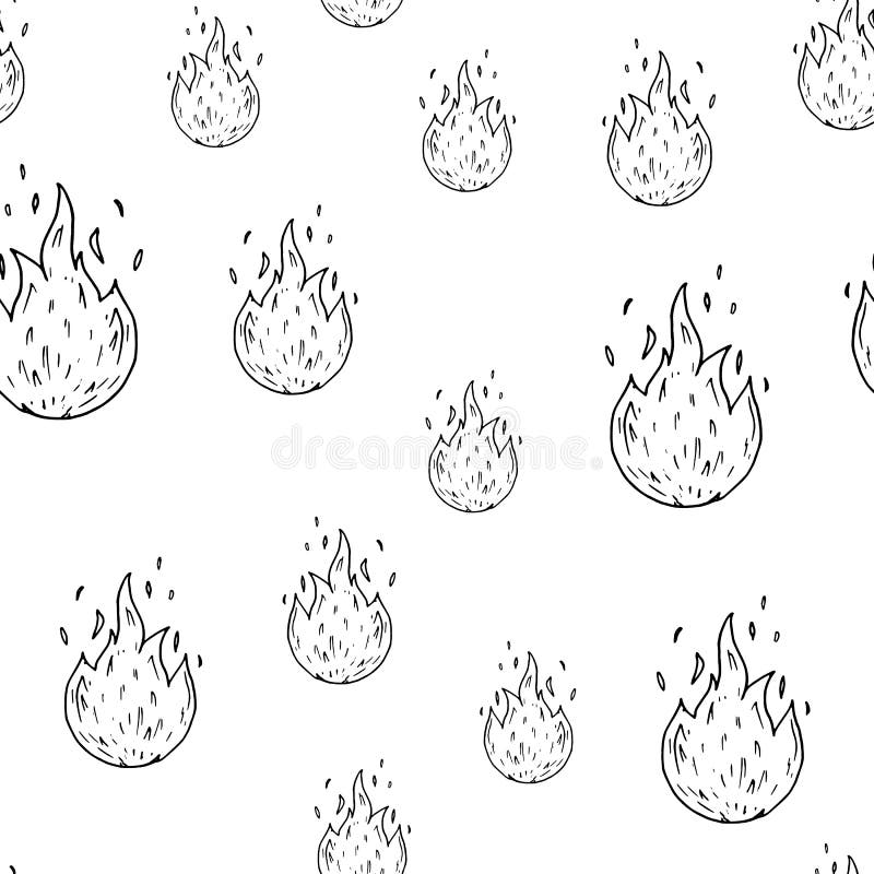 Seamless Pattern Hand Drawn Fire Doodle. Sketch Style Icon. Decoration ...