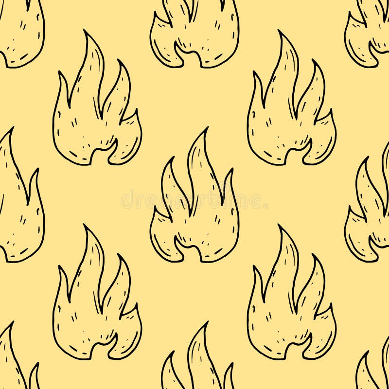 Seamless Pattern Hand Drawn Fire Doodle. Sketch Style Icon. Decoration ...