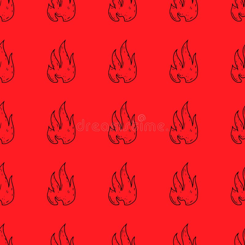 Seamless Pattern Hand Drawn Fire Doodle. Sketch Style Icon. Decoration ...