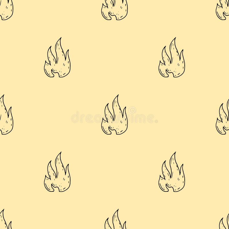 Seamless Pattern Hand Drawn Fire Doodle. Sketch Style Icon. Decoration ...