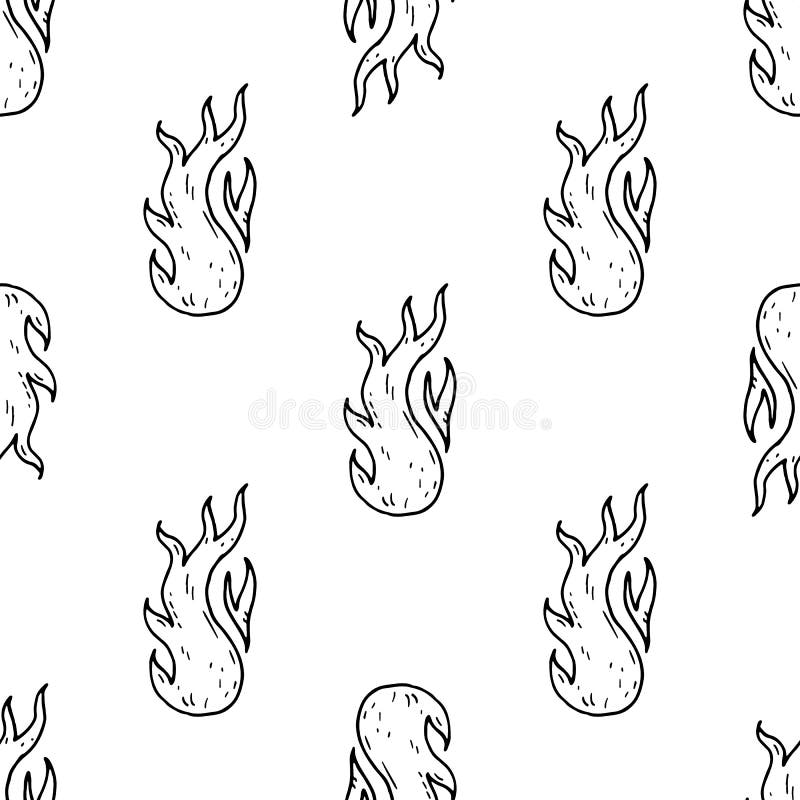 Seamless Pattern Hand Drawn Fire Doodle. Sketch Style Icon. Decoration ...