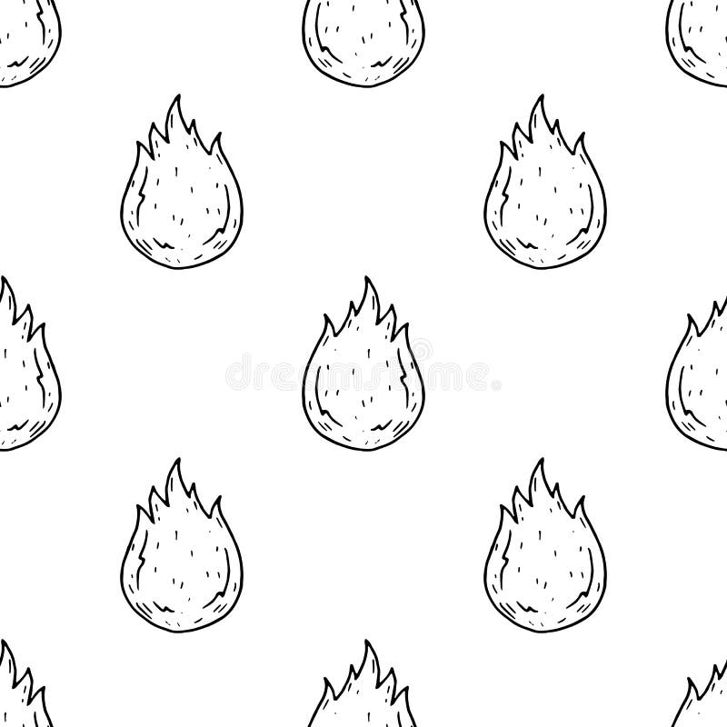 Seamless Pattern Hand Drawn Fire Doodle. Sketch Style Icon. Decoration ...