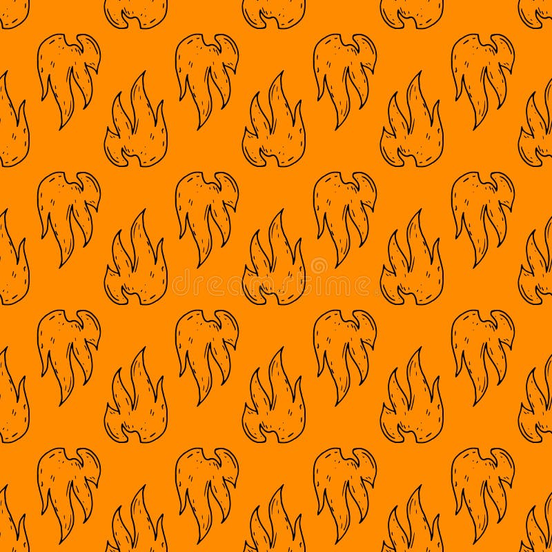 Seamless Pattern Hand Drawn Fire Doodle. Sketch Style Icon. Decoration ...