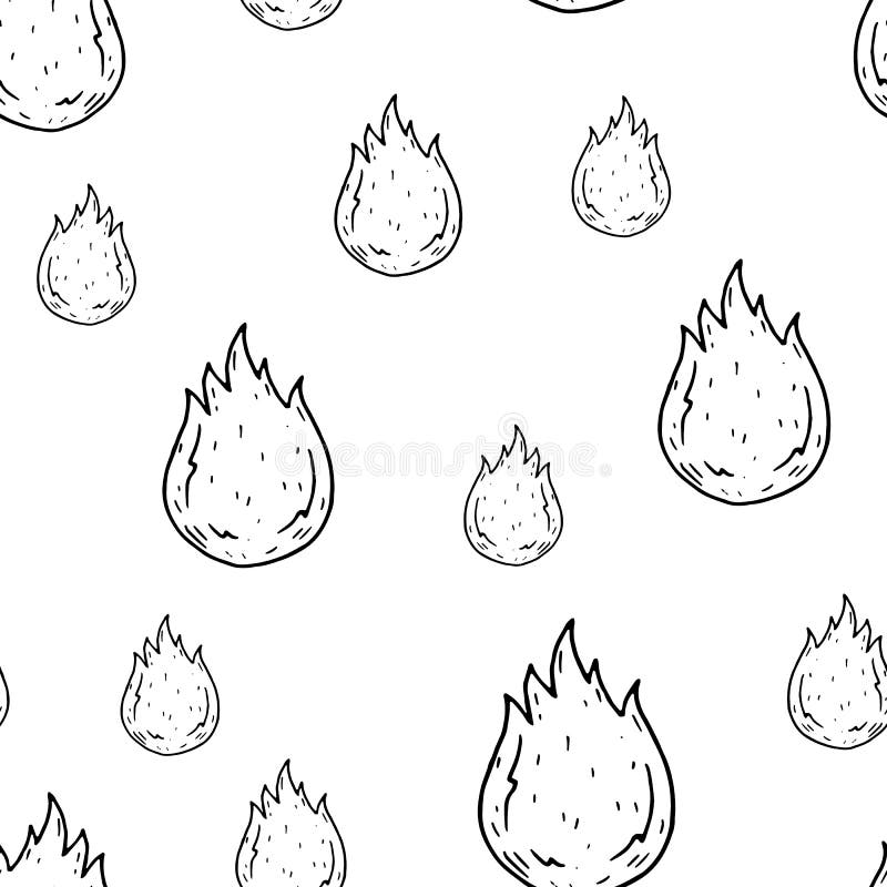Seamless Pattern Hand Drawn Fire Doodle. Sketch Style Icon. Decoration ...