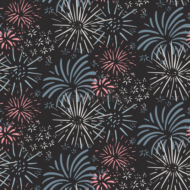 Seamless Pattern With Hand Drawn Fireworks. Colorful Holiday Vector ... Seamless Pattern With Hand Drawn Fireworks. Colorful Holiday Vector ...