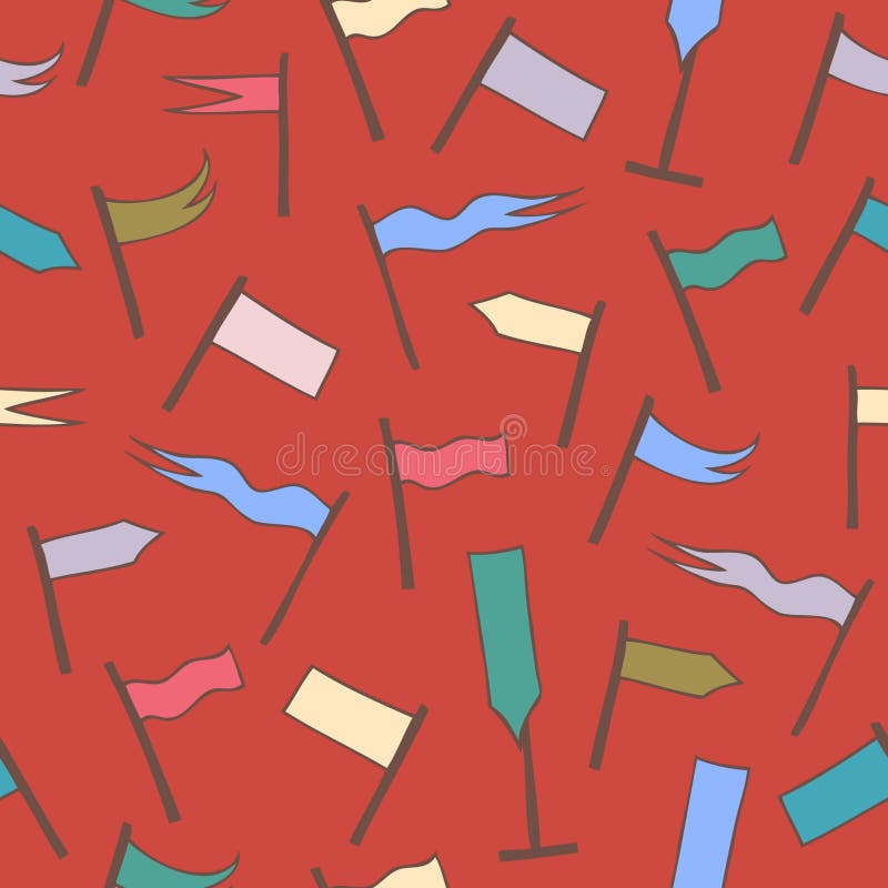 Seamless Pattern With Hand Drawn Flags. Background Texture With ...