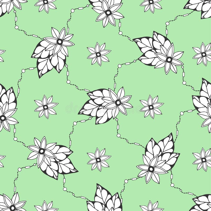 Seamless Pattern with Hand Drawn Flowers. Seamless Pattern Can Be Used ...