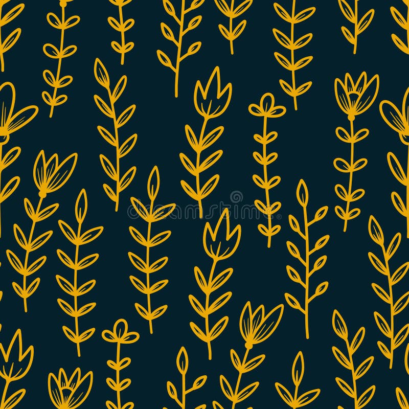 Seamless Pattern with Hand Drawn Flowers. Vector Illustration Stock ...