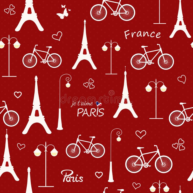 Seamless Pattern with Hand Drawn French Design Elements Stock Vector ...