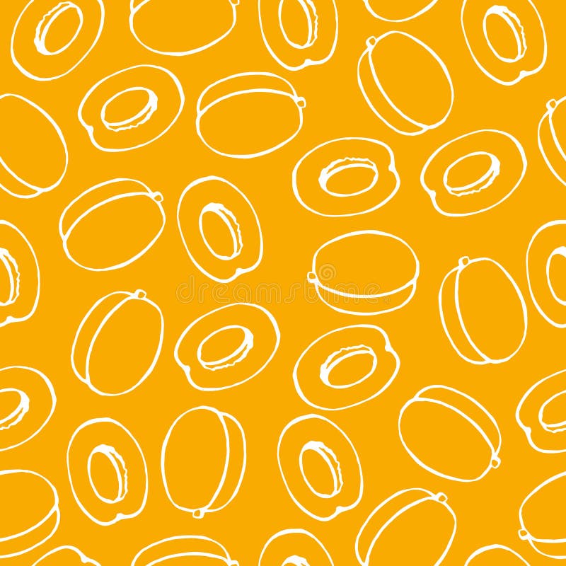 Seamless Pattern with Hand Drawn Fruits Elements Apricot Peach ...