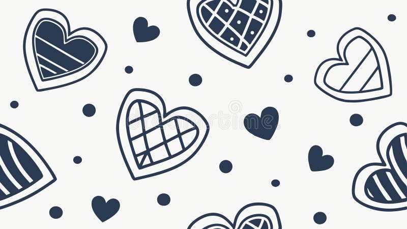 Seamless Pattern of Hand-Drawn Hearts, Love and Affection, Vector ...
