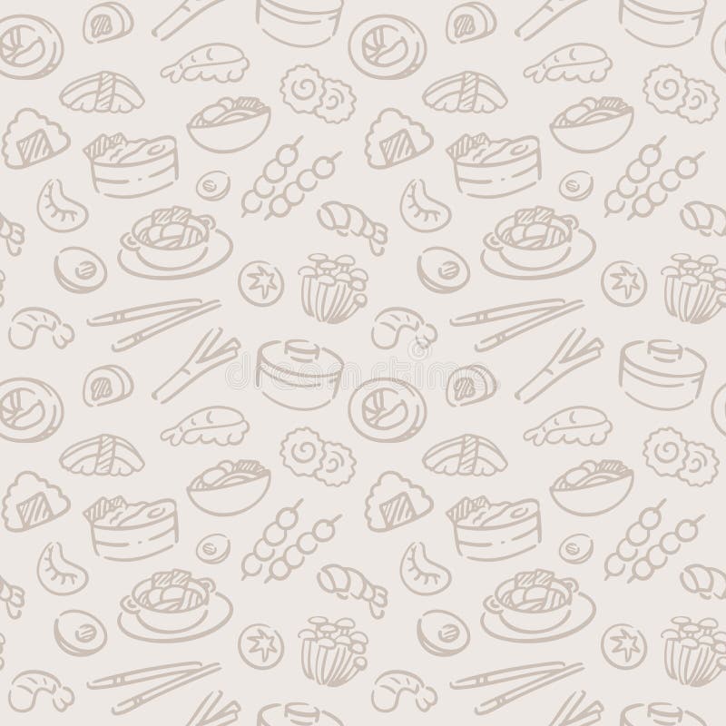 Seamless Pattern with Hand Drawn Japanese Food Sketch Stock ...