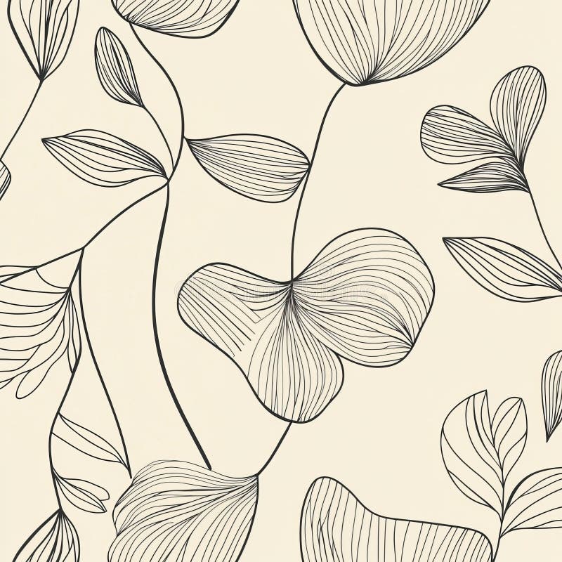 Seamless Pattern with Hand Drawn Leaves. Vector Floral Background Stock ...