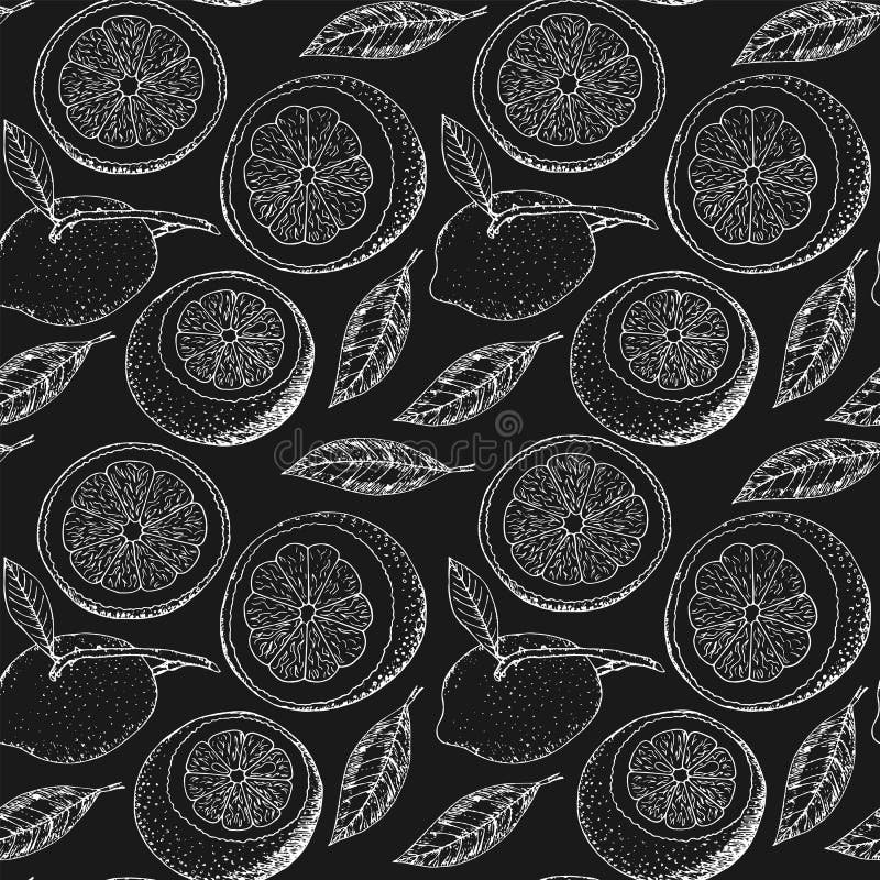 Seamless Pattern with Hand-drawn Lemons and Leaves on Black Background ... Seamless Pattern with Hand-drawn Lemons and Leaves on Black Background ...