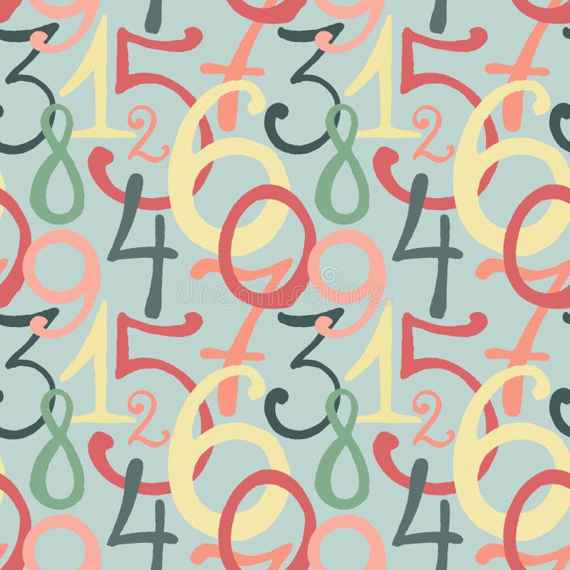 Seamless Pattern with Hand Drawn Painted Numbers Stock Vector ...