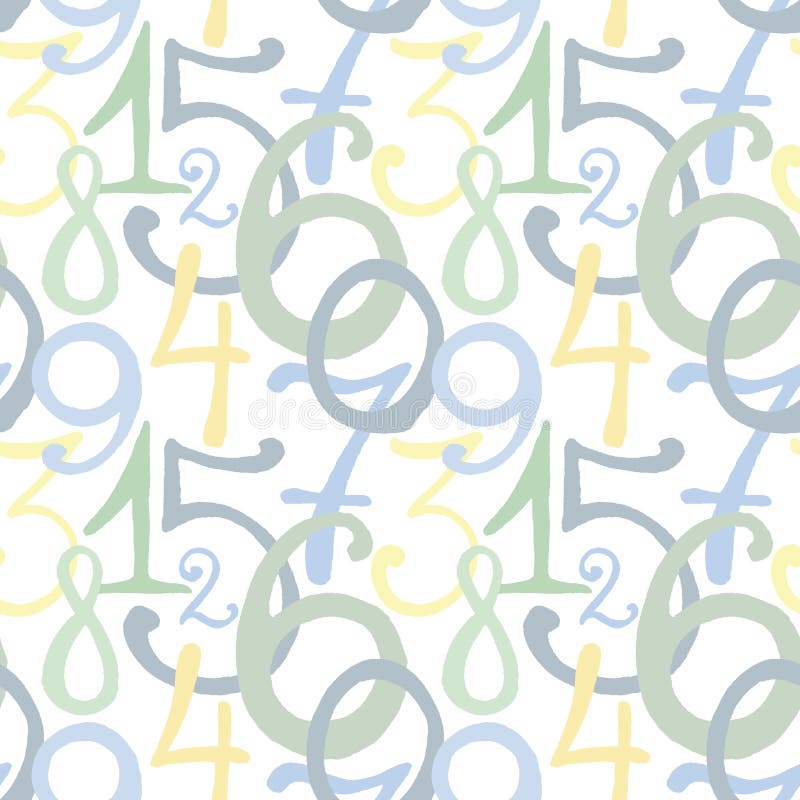 Seamless Pattern with Hand Drawn Painted Numbers Stock Vector ...
