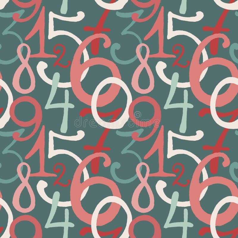 Seamless Pattern with Hand Drawn Painted Numbers Stock Vector ...