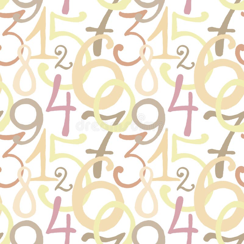 Seamless Pattern with Hand Drawn Painted Numbers Stock Vector ...