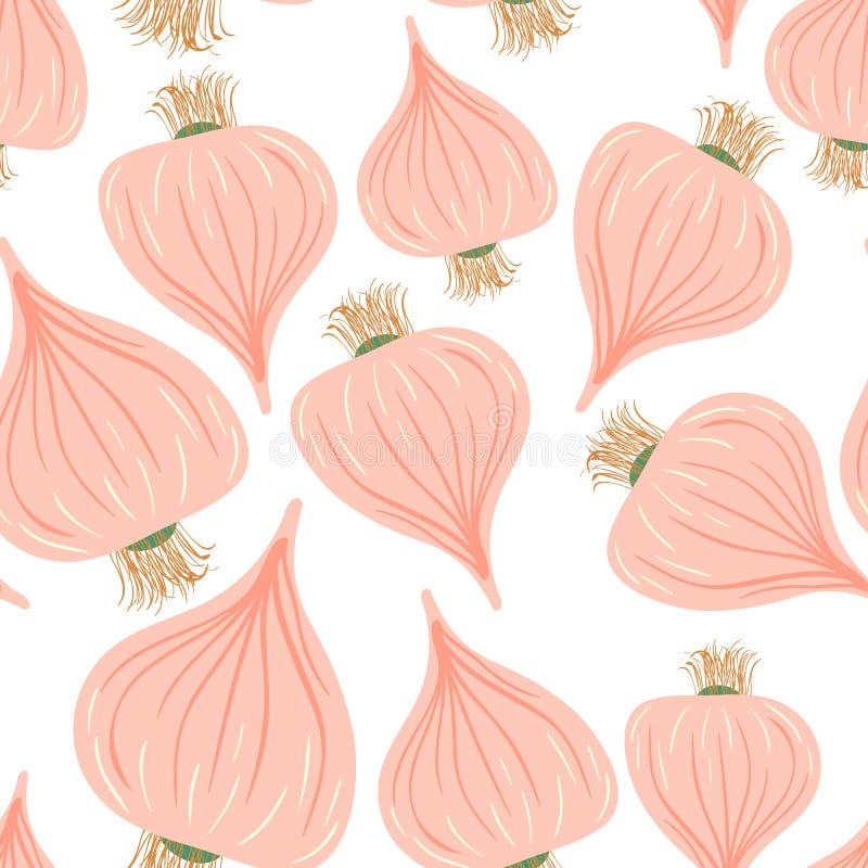 Seamless Pattern with Hand Drawn Pink Onion. Creative Designs for ...
