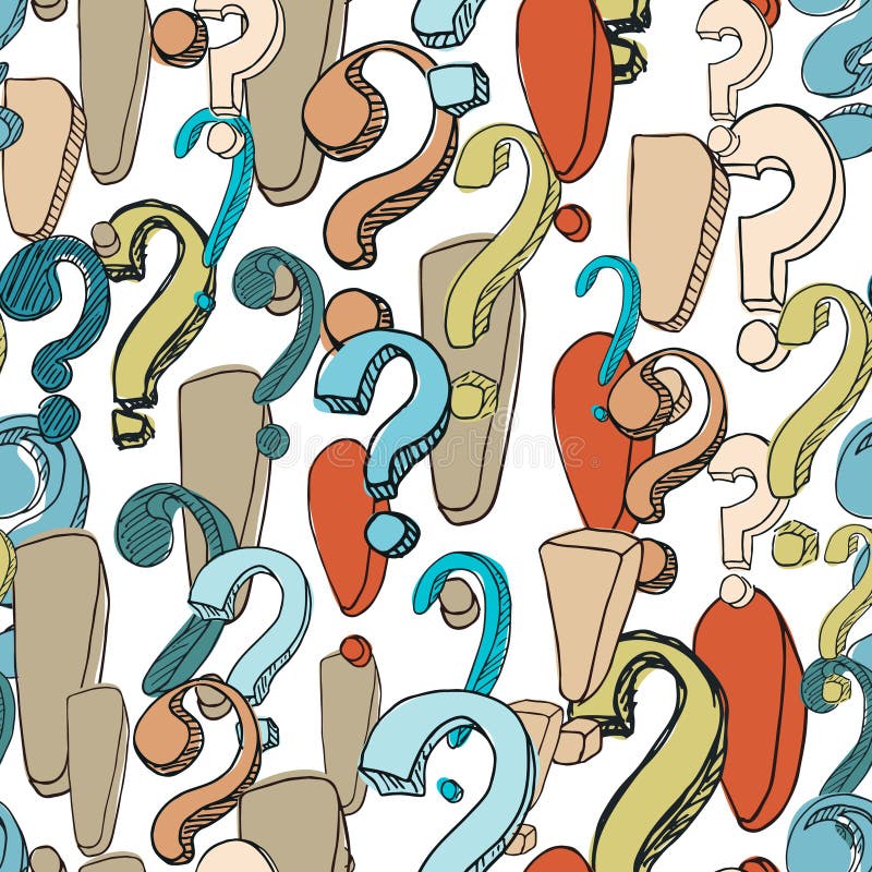 Seamless Pattern Doodle Questions and Exclamation Marks Stock ...