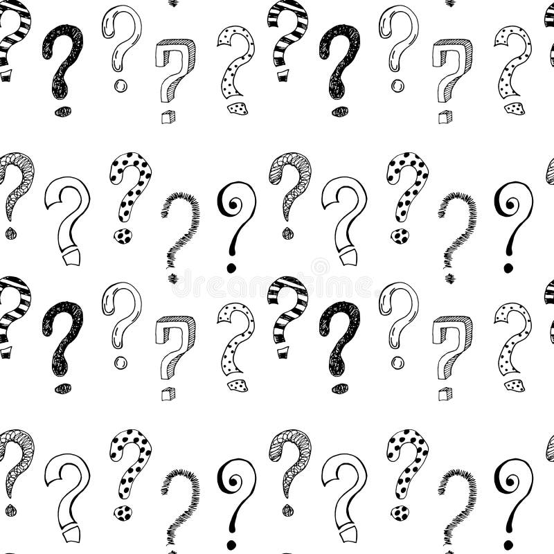 Seamless Pattern with Hand Drawn Question Marks. Stock Illustration ...