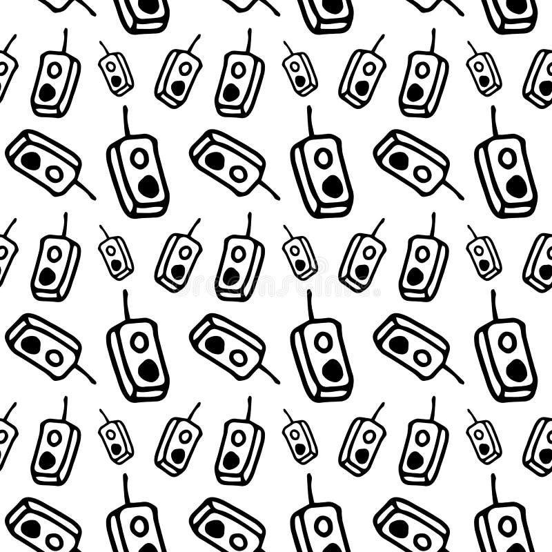 Seamless Pattern Hand Drawn Remote Controller. Doodle Black Sketch ...