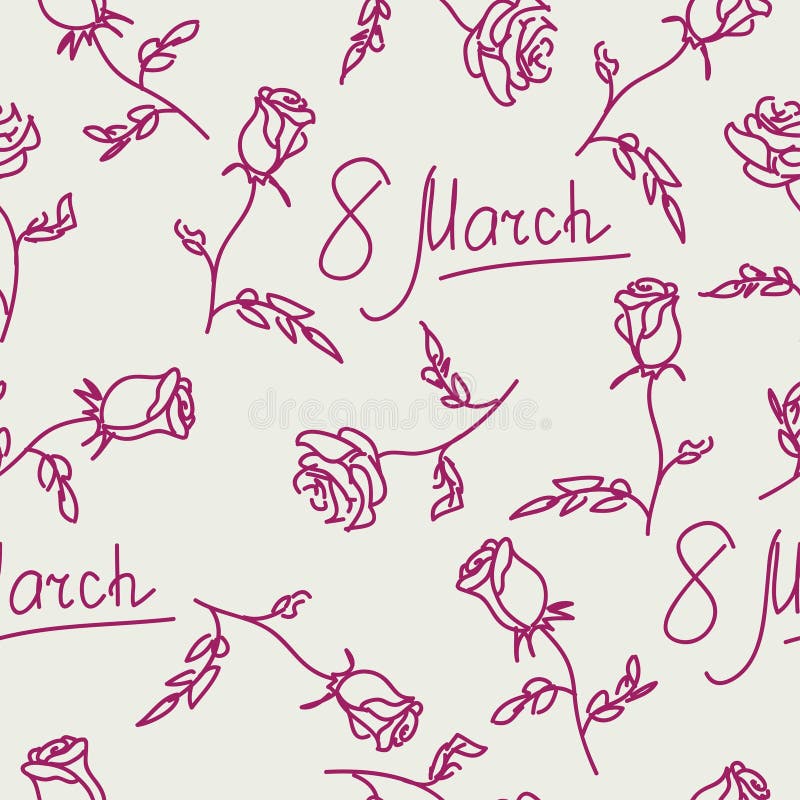 Seamless Pattern of Hand Drawn Roses. March 8 Stock Vector ...