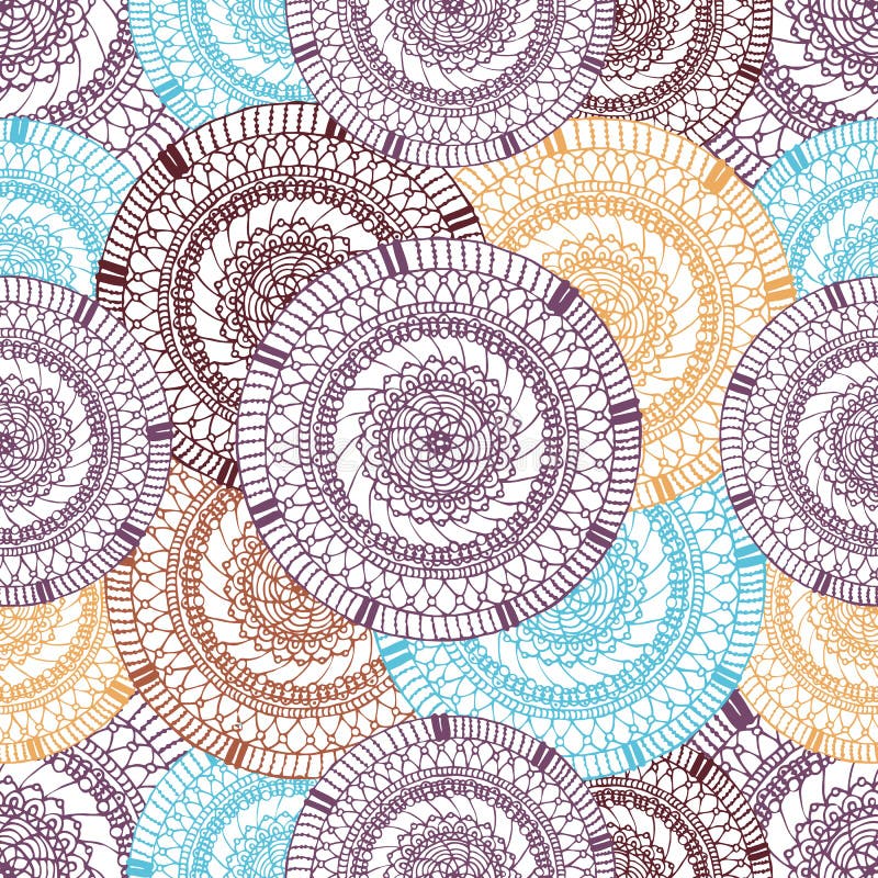 Seamless Pattern of Hand Drawn Round Items Stock Vector - Illustration ...