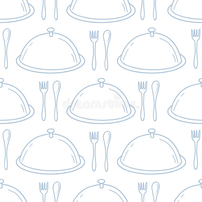 Seamless Pattern with Hand Drawn Serve Dish Stock Vector - Illustration ...