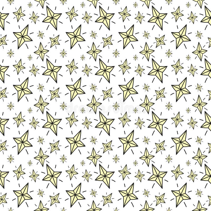 Seamless Pattern of Hand-drawn Shining Stars. Prints, Textures, Stock ...
