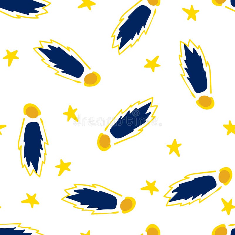 Seamless Pattern with Hand Drawn Shooting Stars Stock Vector ...