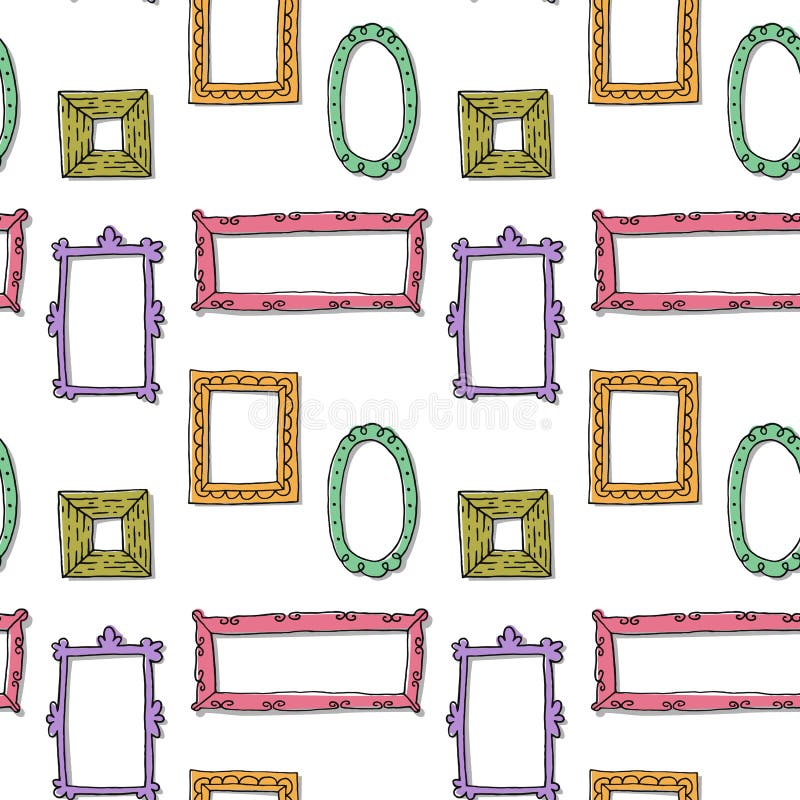 Seamless Pattern with Hand Drawn Sketch Frames. Stock Vector ...