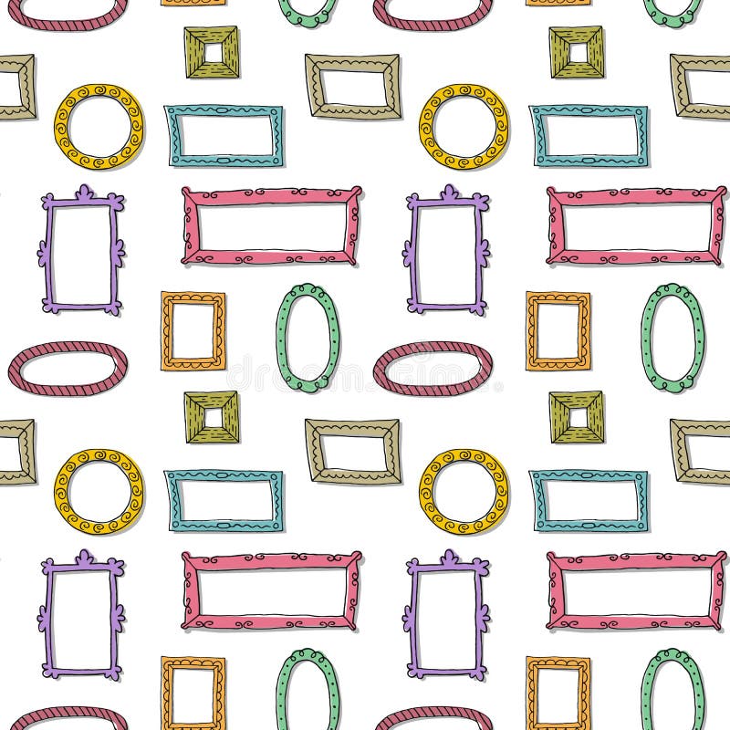 Seamless Pattern with Hand Drawn Sketch Frames. Stock Illustration ...