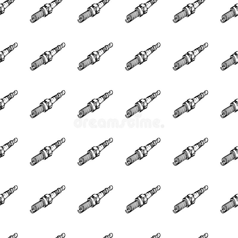 Seamless Pattern Hand Drawn Spark Plug Doodle. Sketch Style Icon ...