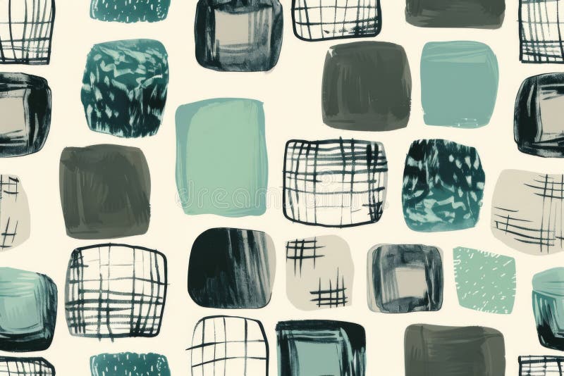 A Seamless Pattern with Hand Drawn Squares in Ink, Their Surfaces ...
