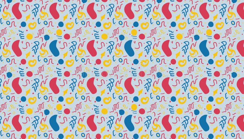 Seamless Pattern with Hand Drawn Squiggle Lines and and Blot Shapes ...