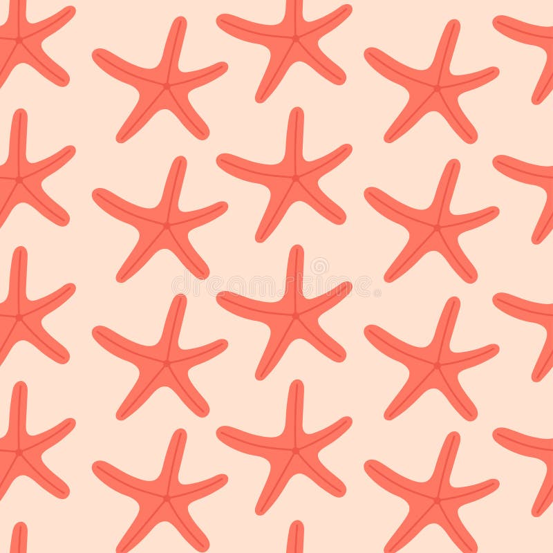 Seamless Pattern with Hand Drawn Starfish on Light Pink Background ...