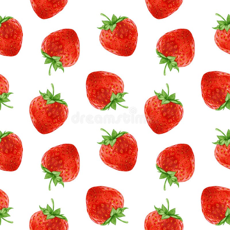 Seamless Pattern with Hand-drawn Strawberry. Stock Illustration ...