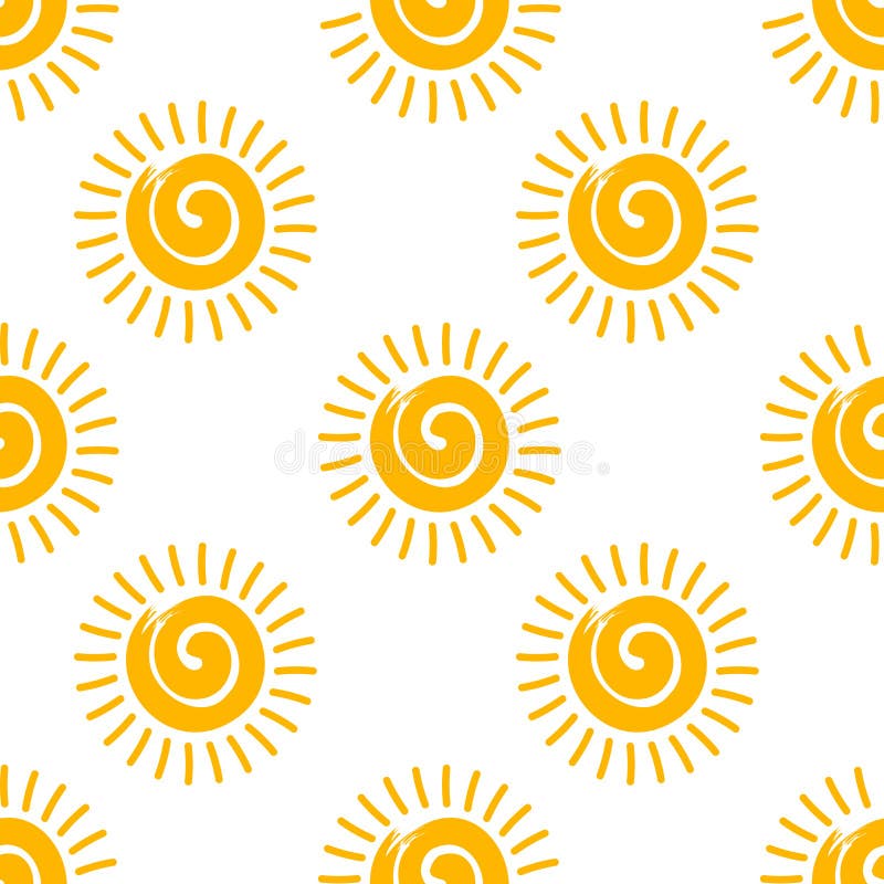 Seamless Pattern with Hand Drawn Suns. Sun Seamless Pattern Stock ...