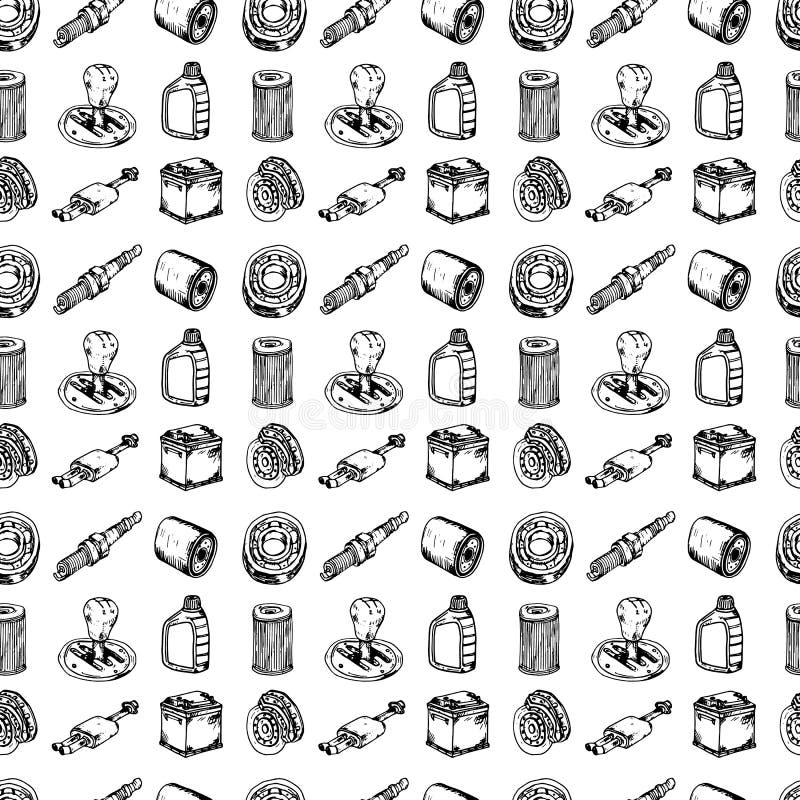 Seamless Car Parts Background Stock Illustrations – 248 Seamless Car ...