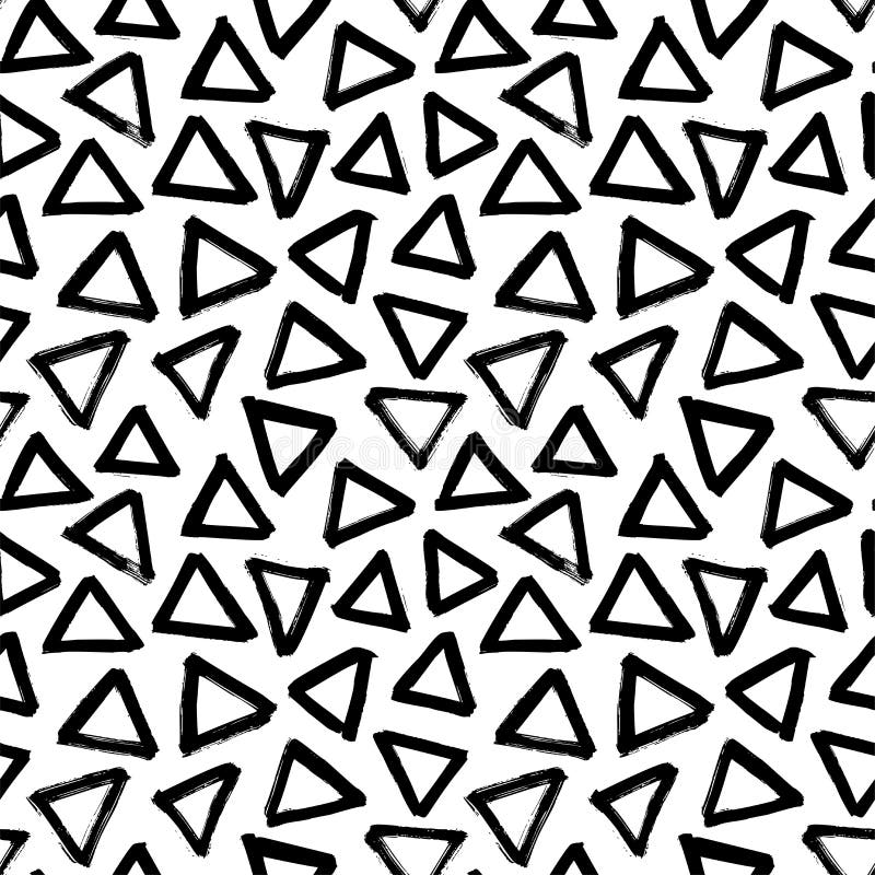 Seamless Pattern with Hand Drawn Vector Triangles. Geometric Grunge ...